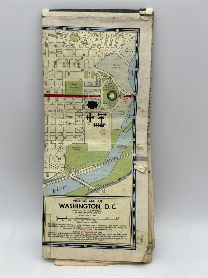 1976 AAA WASHINGTON DC ANNAPOLIS MARYLAND HIGHWAY ROAD MAP Travel Guide ...
