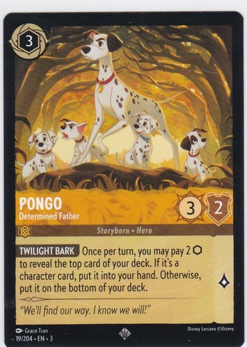 Disney Lorcana: Into The Inklands - Pongo - Determined Father - 19/204 ...
