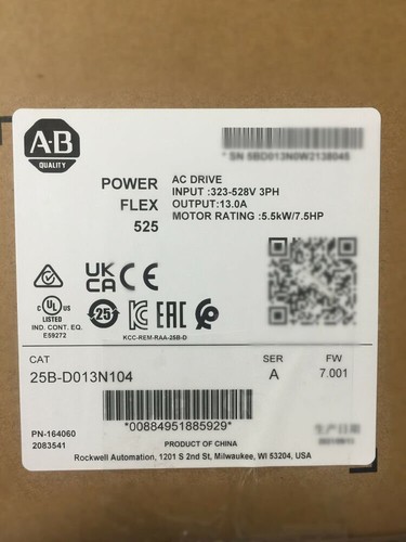Allen-Bradley PowerFlex 525 AB 25B-D013N104 AC Drive 25BD013N104 NEW | eBay