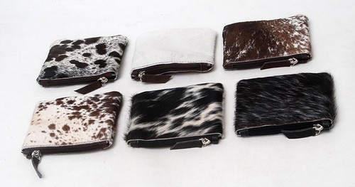 Cowhide Coin Purse Leather Change Pouch Zipper Purse Unisex (6 pieces ...