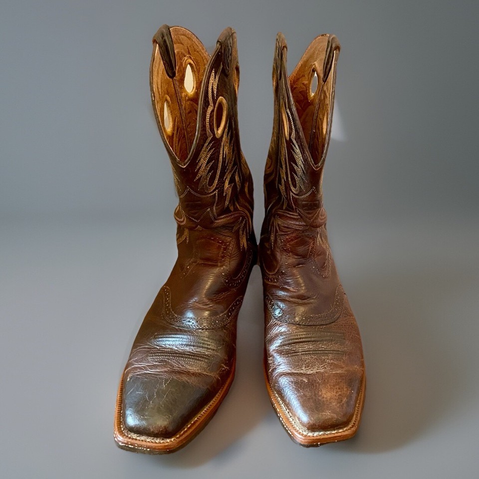 ARIAT Heritage Rough Stock Cowboy Boot Mens 12D Brown Rowdy Oil Leather ...