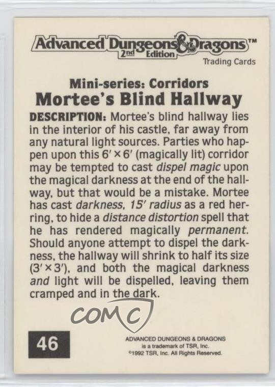 1992 TSR Advanced Dungeons & Dragons D&D 2nd Edition Gold Blind Hallway ...