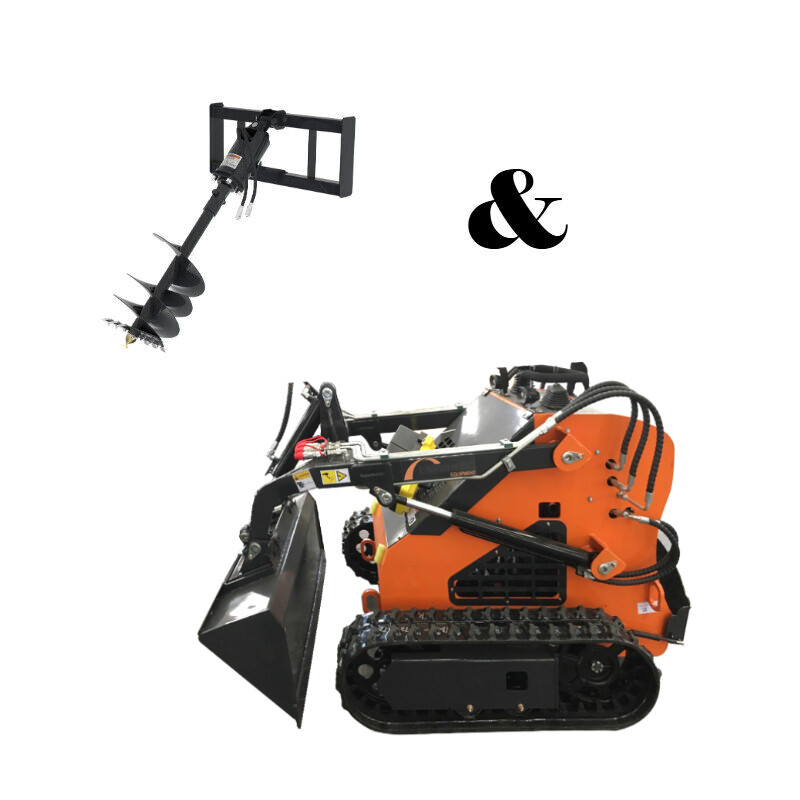 Landhonor 23HP Track Mini Skid Steer Loader Fork Auger Grapple Compact ...