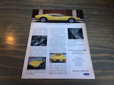 1971 FORD De TOMASO PANTERA Introduction Original Vintage Magazine ...
