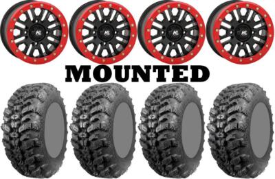 Kit 4 Interco Sniper 920 27x9-14 on HL23 Beadlock Matte Black Red 550 ...