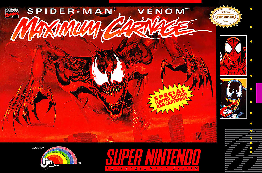 Spider-Man Venom Maximum Carnage SNES BOX ART Premium POSTER MADE IN ...