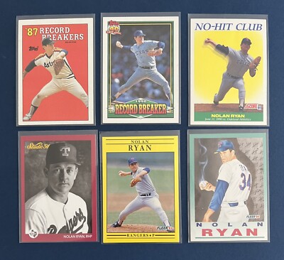NOLAN RYAN * 6 Cards * 1988, 90-92 * Rangers, Astros, Athletics * HOF ...