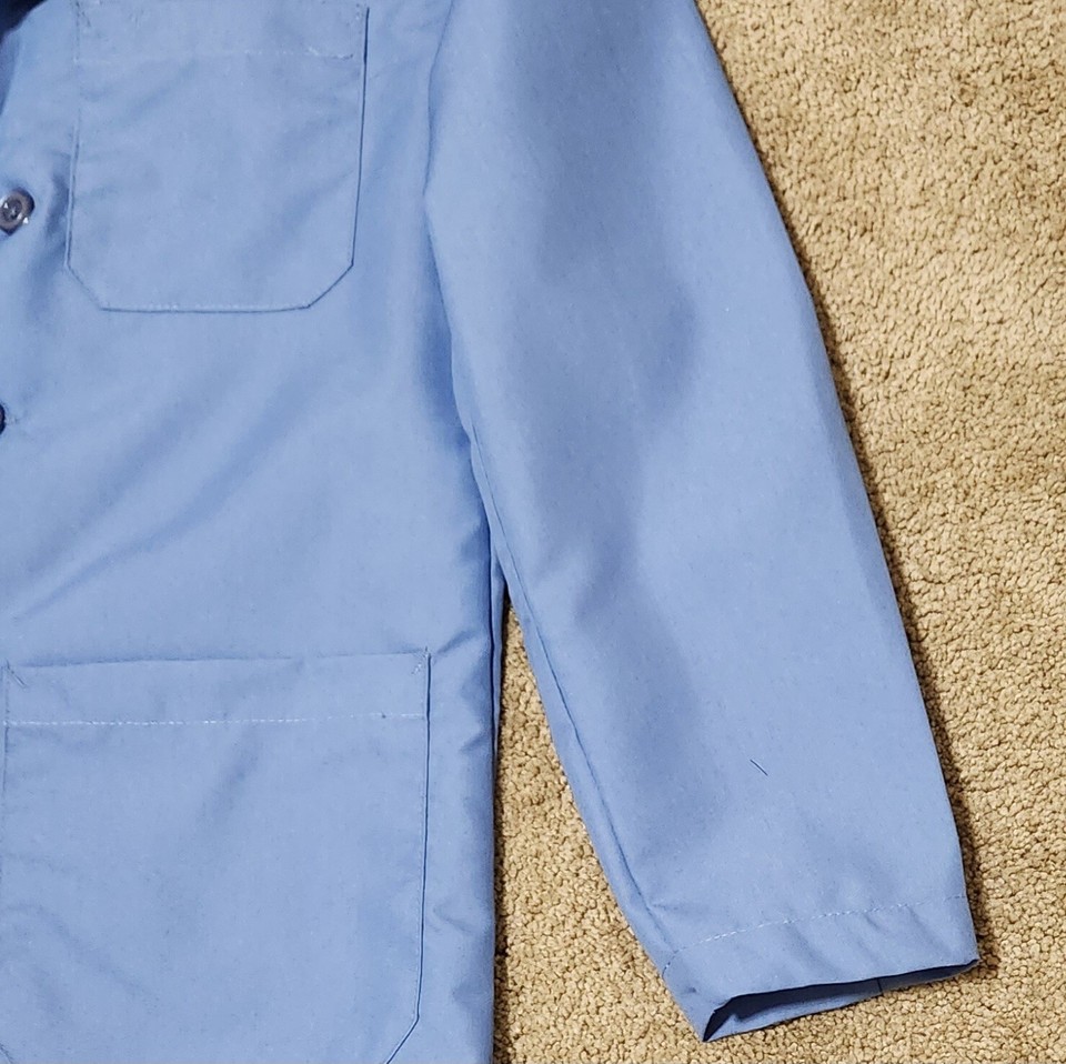 Regent Lab Coat Unisex Size XS Blue Short Rounded Bottom Hem | eBay