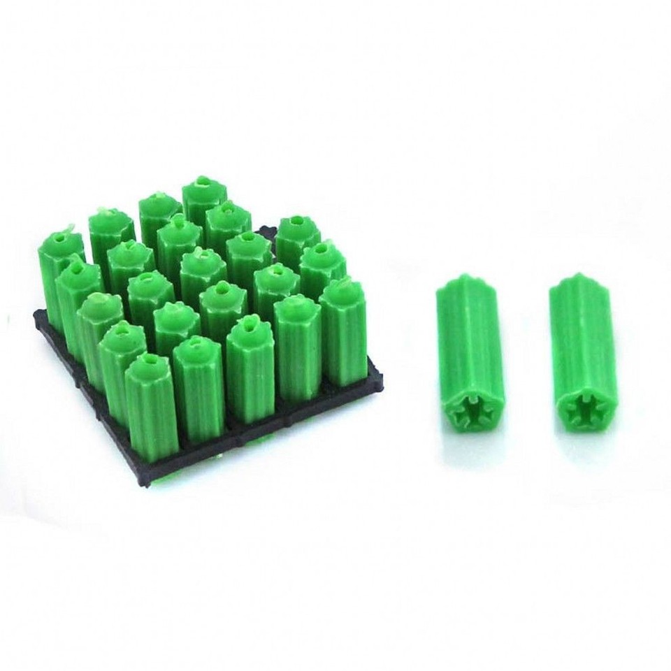 100PCS Green Plastic Wall Plugs 6mm x 25mm Fixing Anchor Plug for ...