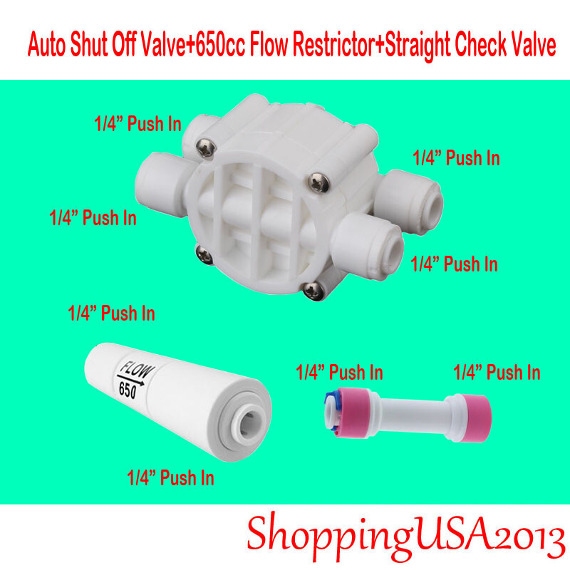 Auto Shut Off Valve 1/4" Check Valve Flow Restrictor RO Water Filter ...
