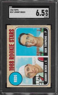 1968 Topps #247 Johnny Bench RC SGC EX-MT+ 6.5 Cincinnati Reds CENTERED ...