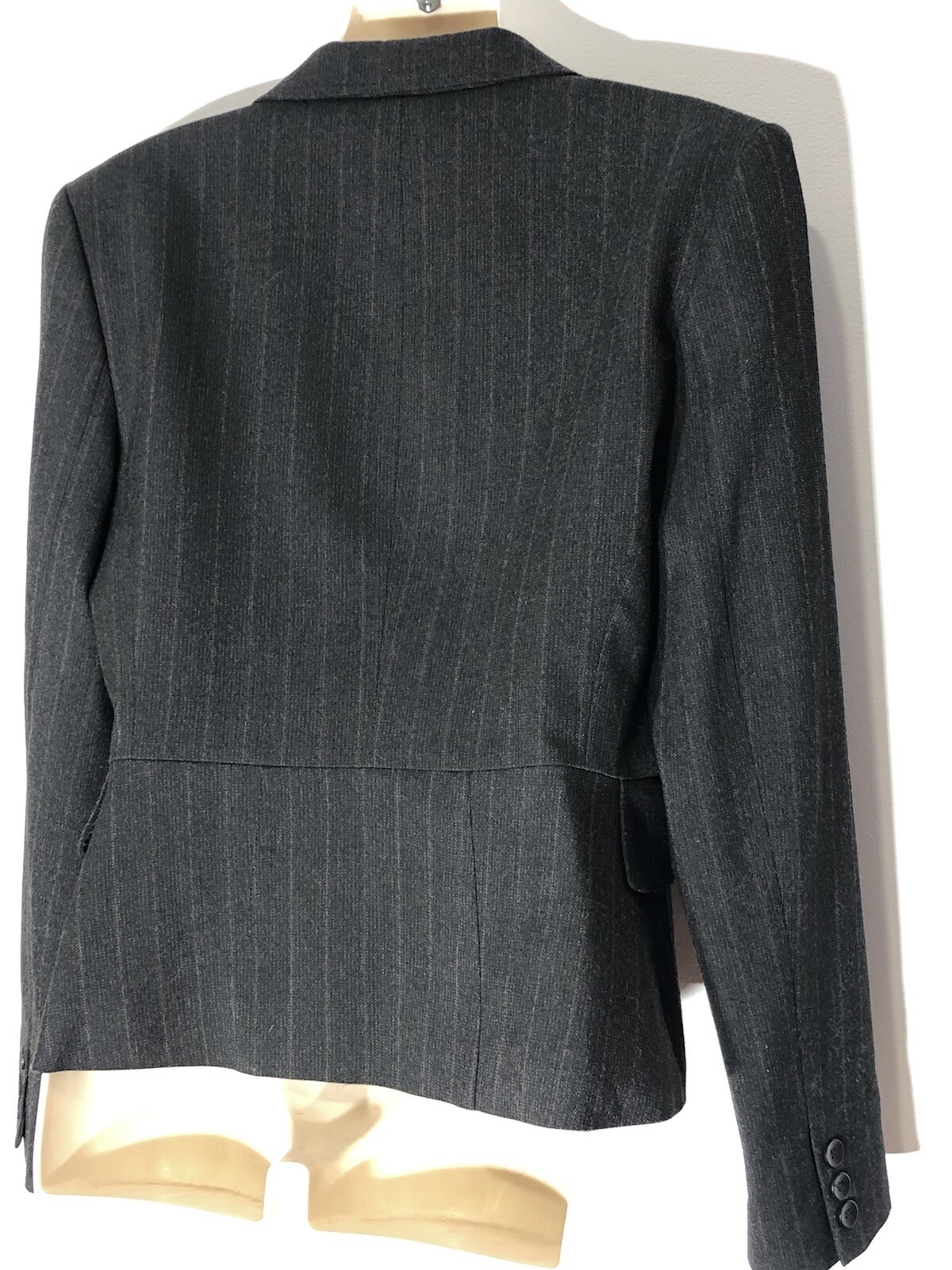 Dark Grey Striped Long Sleeves Lined Jacket / Button Size12 Portmans GC ...