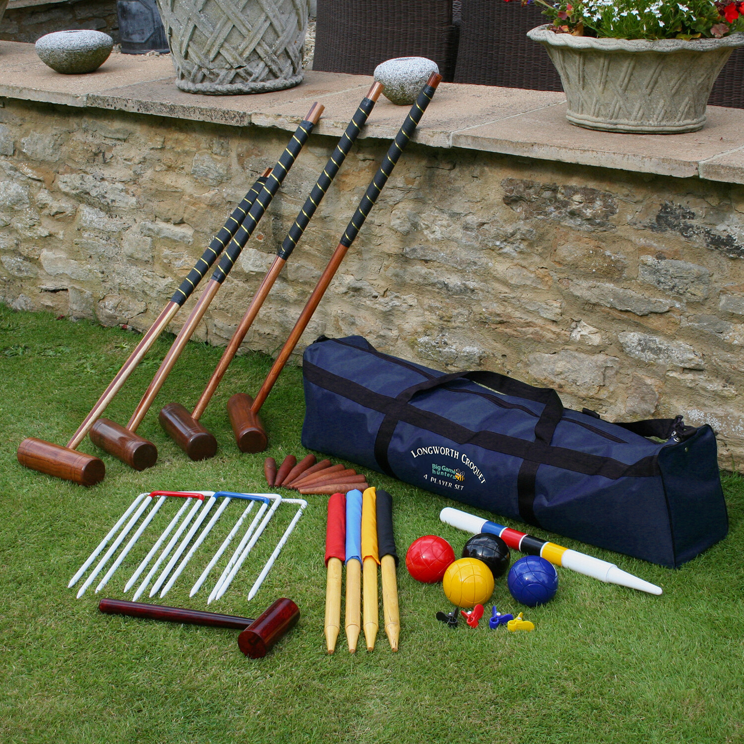 Adult Croquet Set Full Size Longworth 4 Player in a Bag Garden Game ...