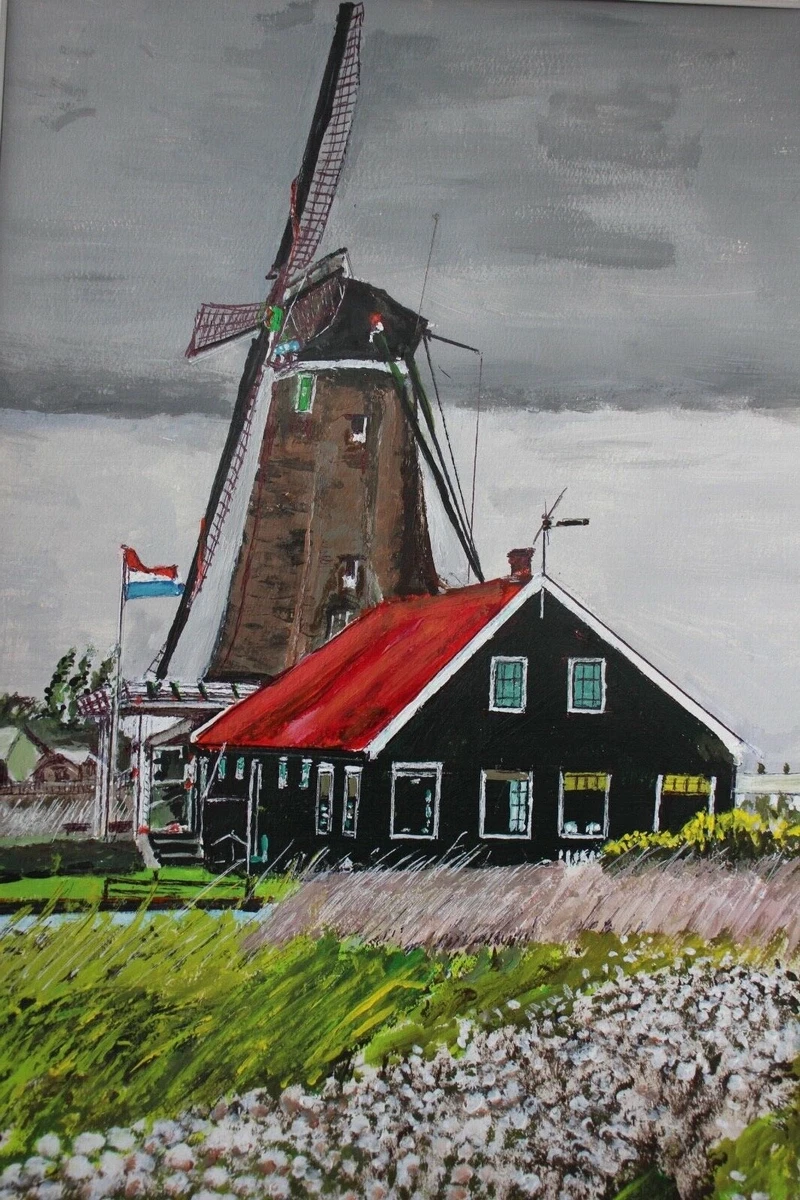 Old Dutch Windmill Painting