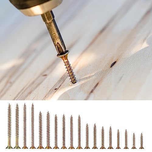 505 Pcs Wood Screws Assortment Kit, Brass Coarse Thread Chipboard ...