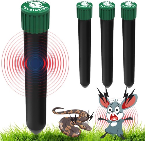 4 Pack Sonic Mole Chaser - Battery Operated Rodent Repeller Black ...