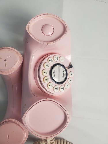 Pink Donut Telephone Phone Push Button Dial Adjust Ring Volume Vintage ...