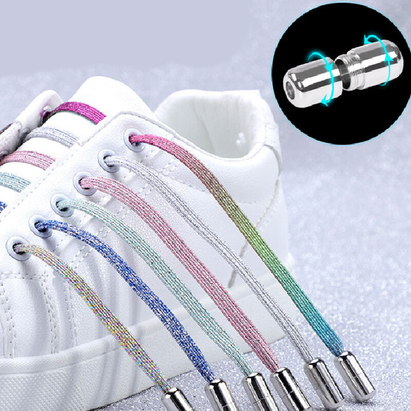 Gradient Color Shiny Shoes Laces Double Buckle Lazy Shoelaces Shoe ...