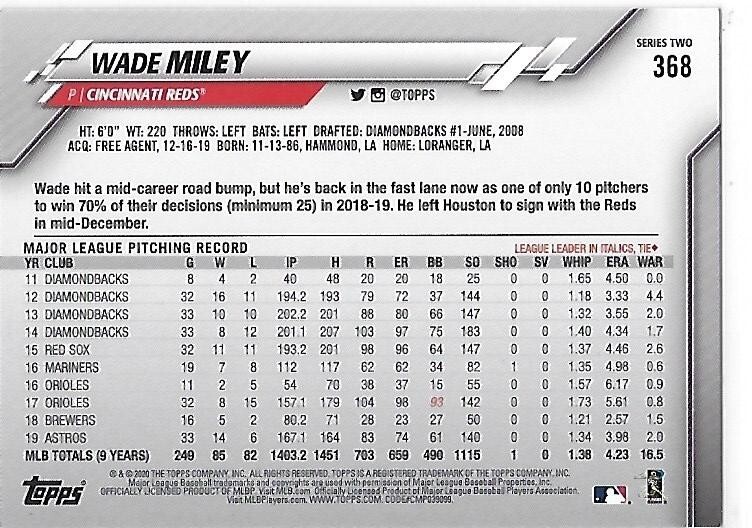 2020 Topps Series 2 Baseball Meijer Purple Wade Miley Reds | eBay