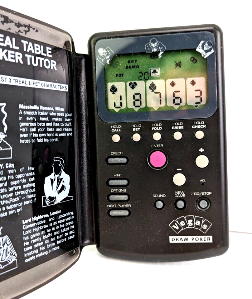 Vintage Vegas Draw Poker Real Table Tutor Handheld Electronic Game ...