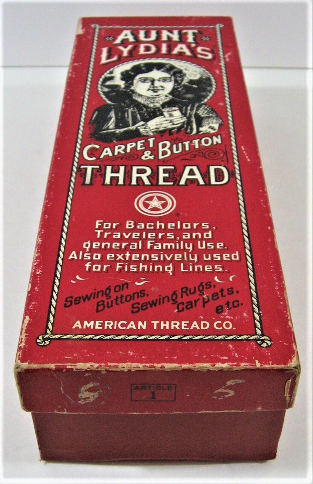 Vintage Aunt Lydia's Carpet & Button Early Graphic Thread Box American Thread Co | eBay