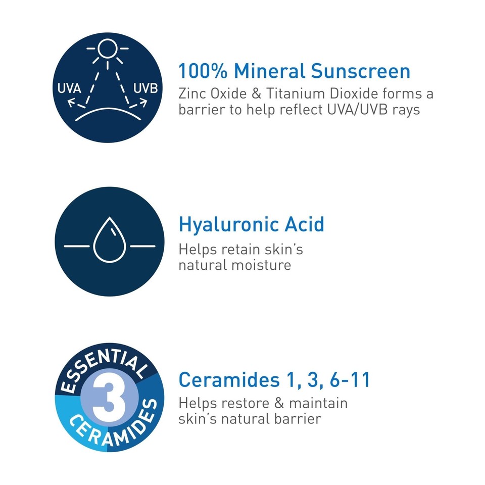 CeraVe Hydrating Body Mineral Sunscreen Lotion SPF 50, 5 fl oz ...