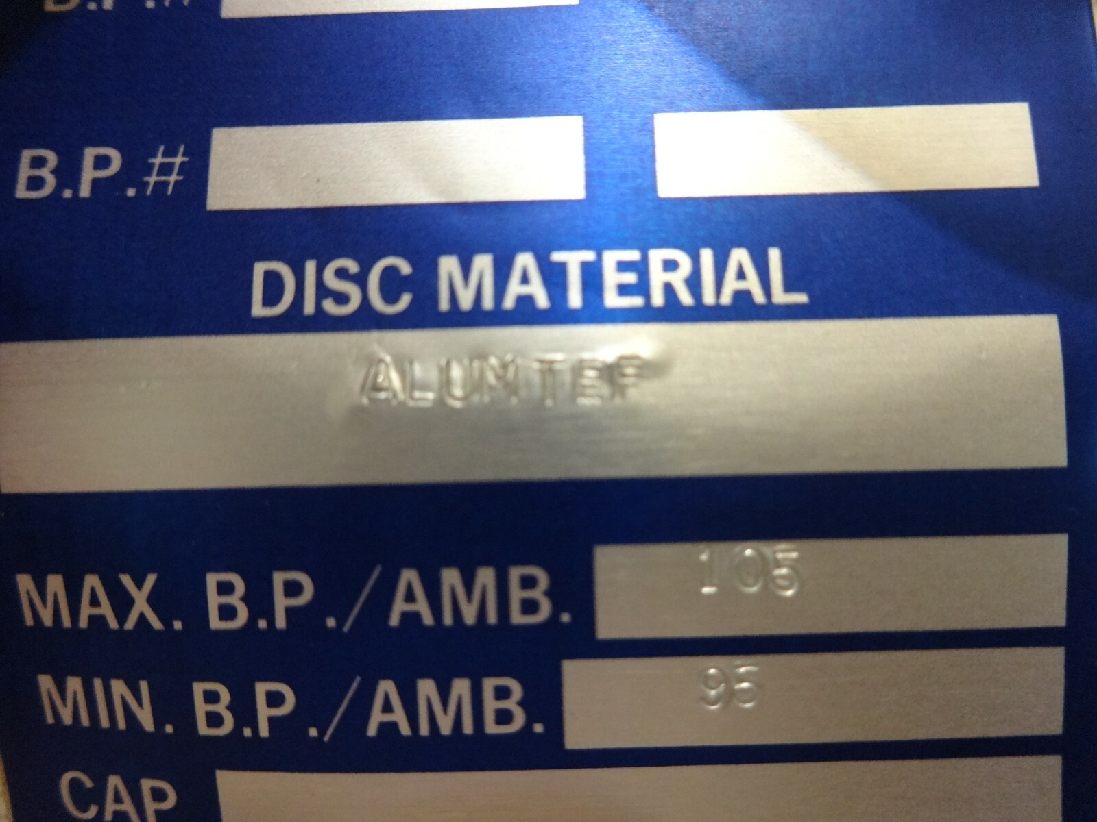 2-FRANGIBLE DISC INC. 1 1/2 RUPTURE DISC, ASME 100 @72 deg, FIKE DISC ...