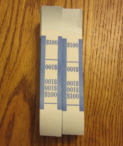100 SELF SEALING BLUE $100 CURRENCY STRAPS MONEY BILL BANDS $100 PMC ...
