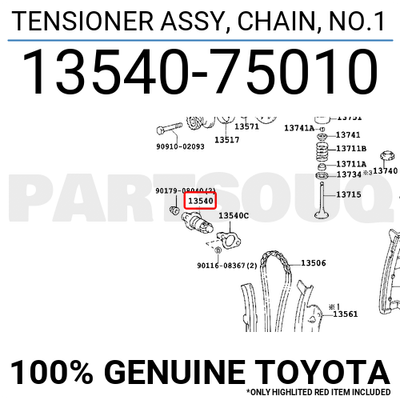 1354075010 Genuine Toyota TENSIONER ASSY, CHAIN, NO.1 13540-75010 | eBay