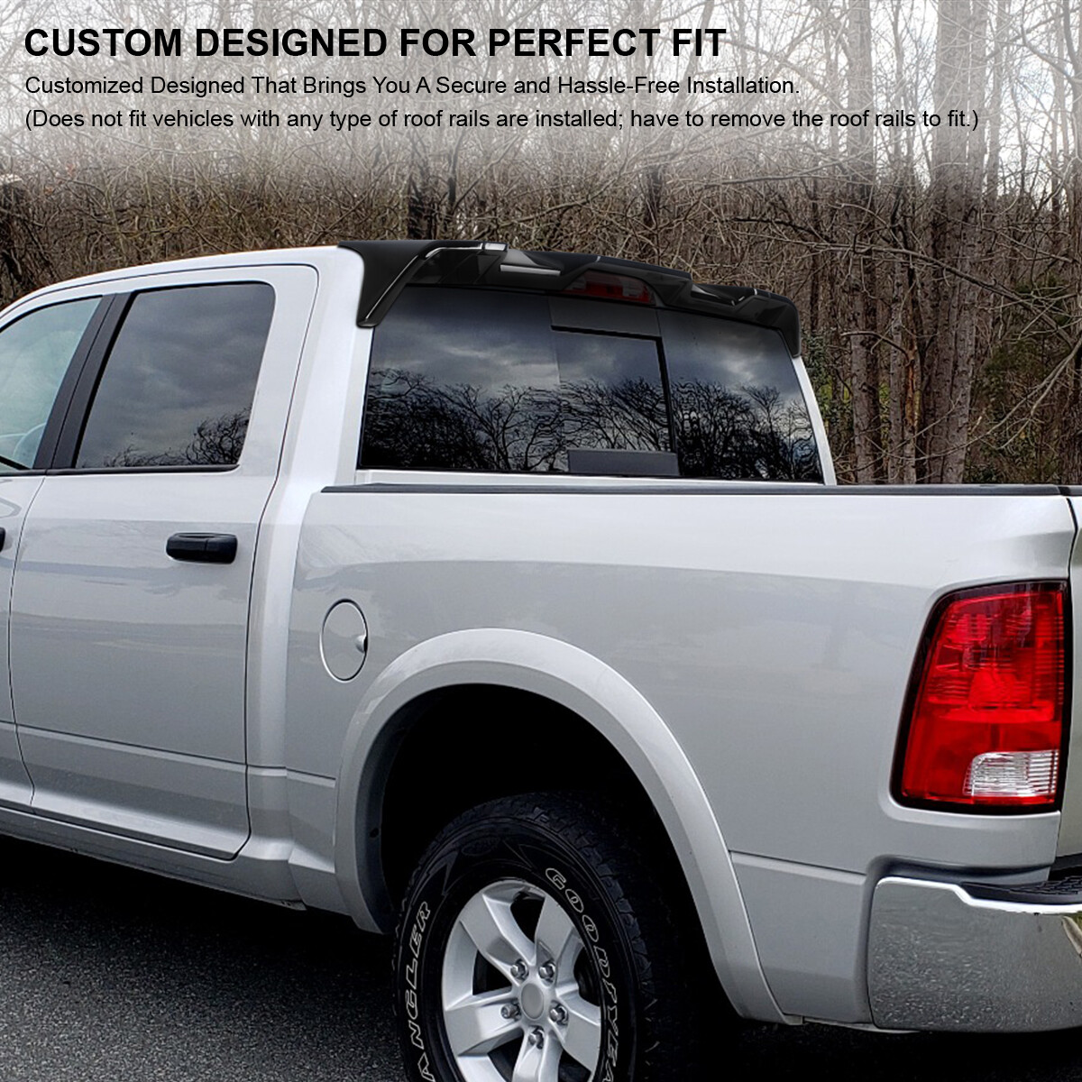 Fits 2013-2018 Dodge Ram 1500 Glossy Black Rear Window Roof Spoiler Cab ...