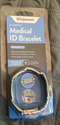 Men’s Magnetic Diabetic Medical ID Bracelet Size L/XL Walgreens New | eBay