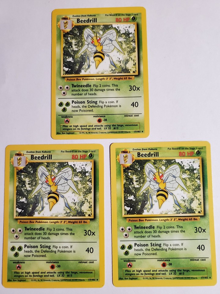 Pokemon Beedrill X3 Base Set | eBay