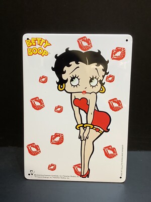 Betty Boop Plaque Collectable Metal 2004 Sign Picture Gift White Red ...