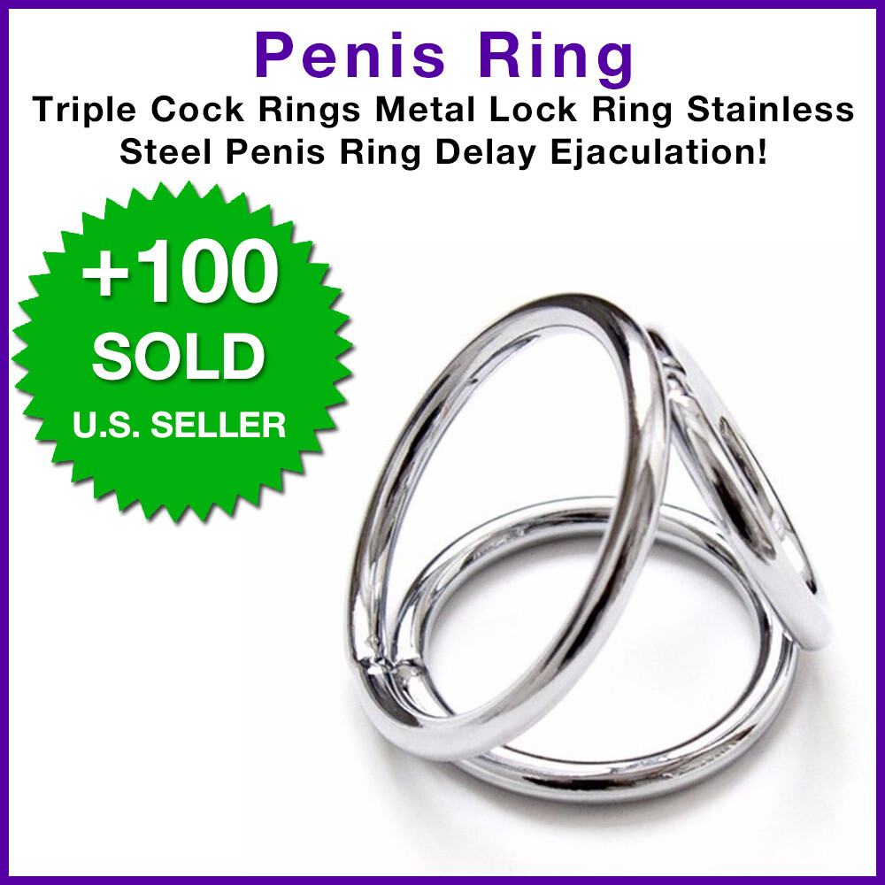 Triple Cock Rings Metal Lock Ring Stainless Steel Penis Ring Delay ...