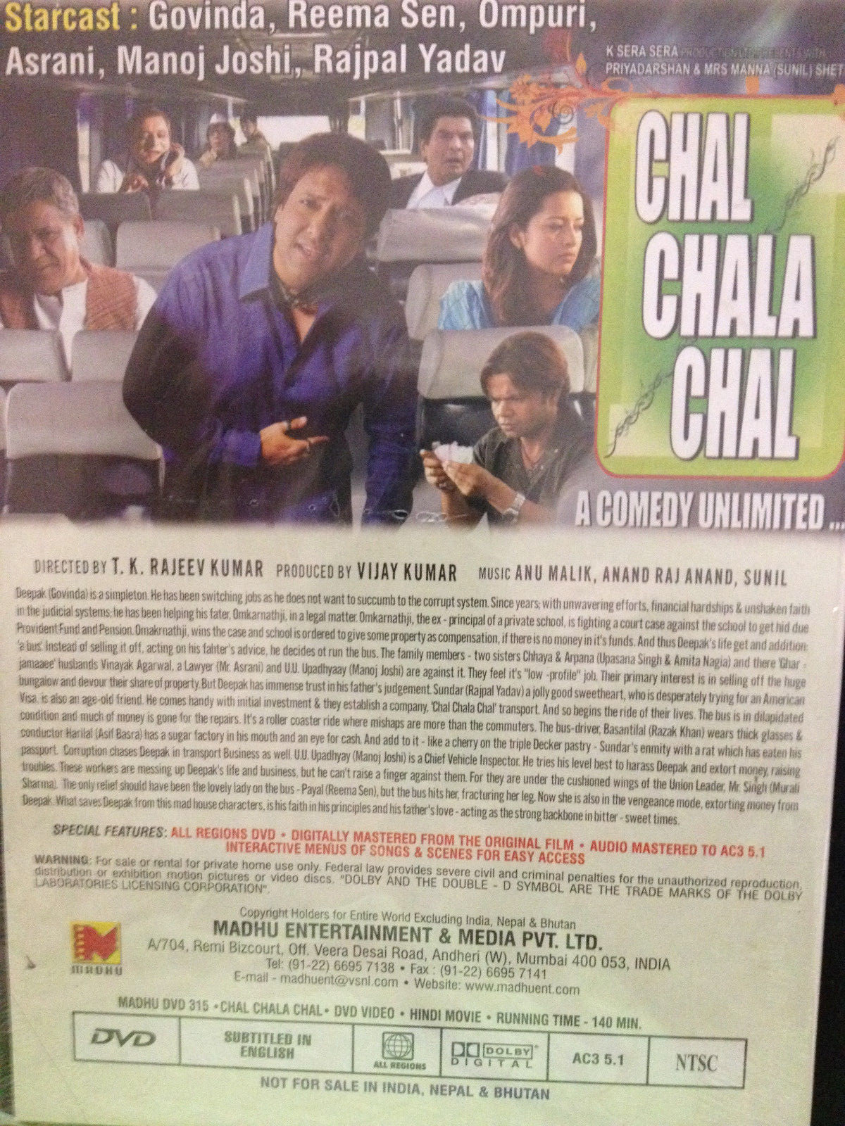 Chal Chala Chal, DVD, Bollywood Film, Hindu Language, English Subtitles, New | eBay