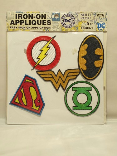 JUSTICE LEAGUE SET OF 5 IRON-ON EMBROIDERED PATCHES DC COMICS 2016 N.O ...