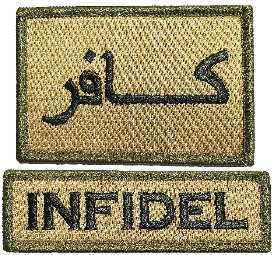 SET INFIDEL Arabic Crusader Morale ISAF Touch Fastener Hook Loop and ...