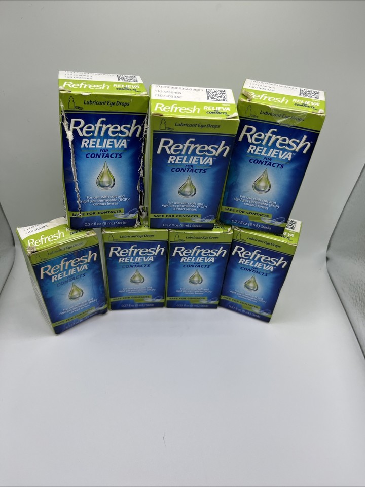 7 Boxes Refresh Relieva for Contacts Lubricant Eye Drops 0.27Oz. EXP ...