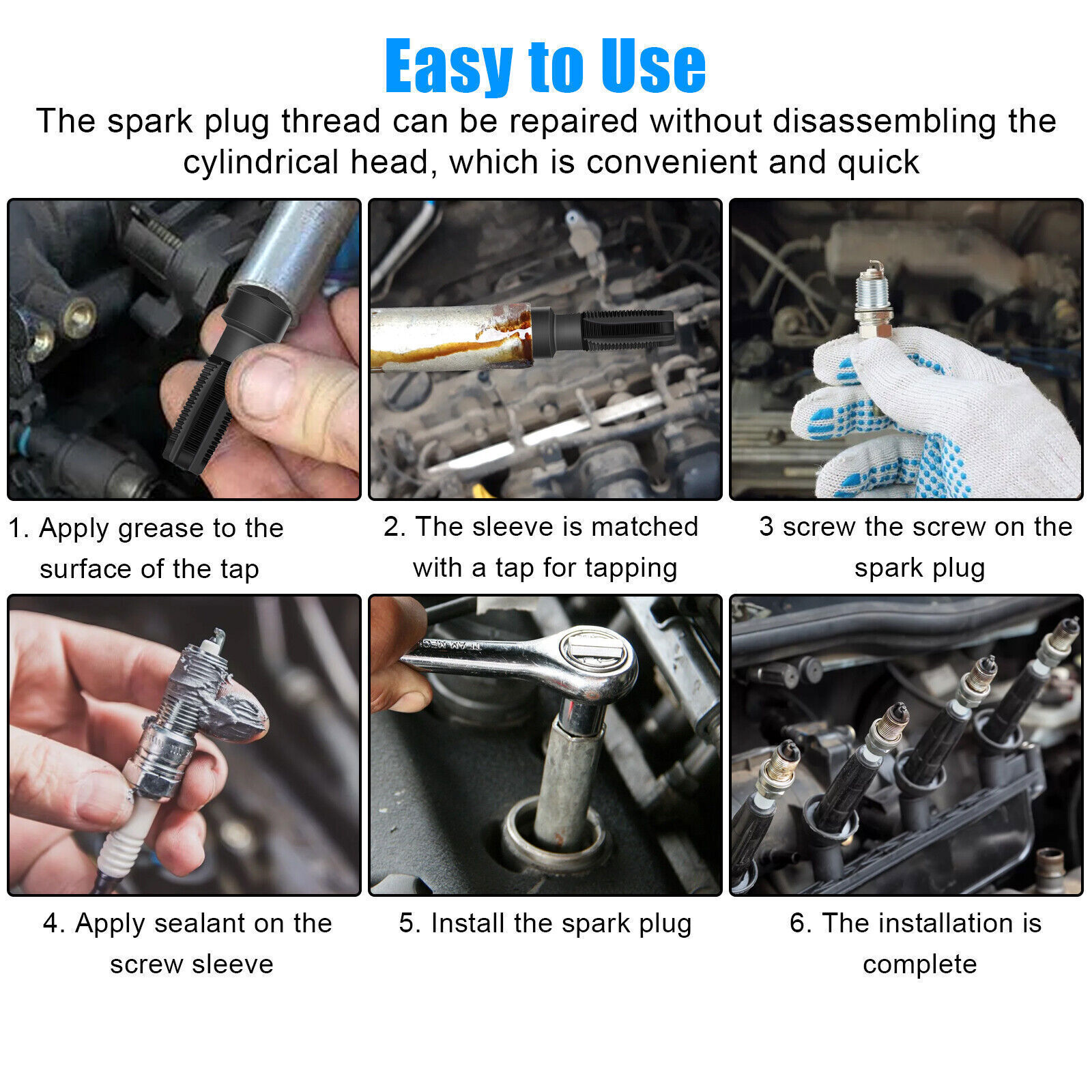 New M14 x1.25mm Spark Plug Rethread Thread Repair Kit Reamer Tap With 4 Inserts | eBay