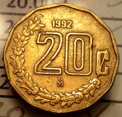 20 Centavos 1992 (large type) designs from Reed (Acatl) Aztec Calendar ...