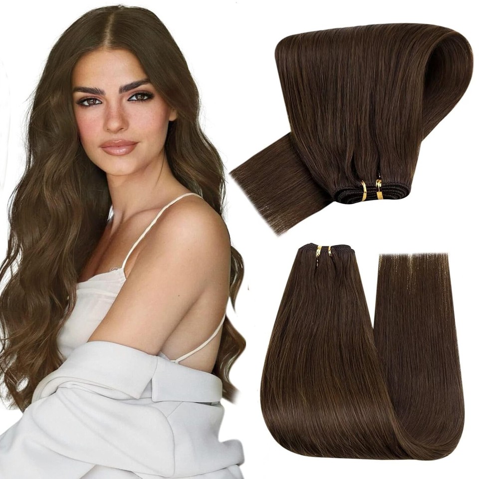 Invisible Weft Human Hair Extensions Sew In Weave Double Weft Remy ...