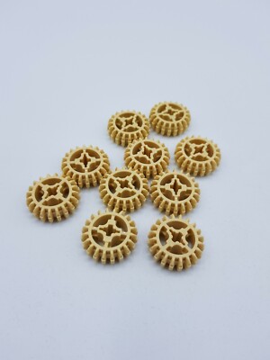LEGO LOT 10 X ENGRENAGE DOUBLE CONICAL WHEEL Z20 1M TAN REF 18575 / ...