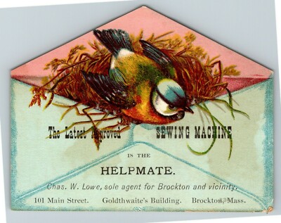 Die Cut Victorian Trade Card Helpmate Sewing Machine Chas W. Lowe ...