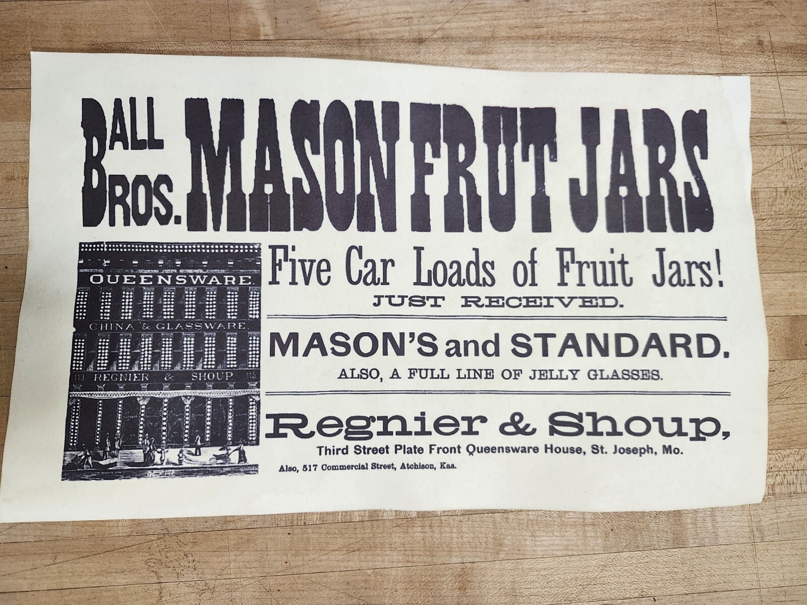 1886 Fruit Jar Advertising Mason Fruit Jars St Joseph Missouri """"Last ...