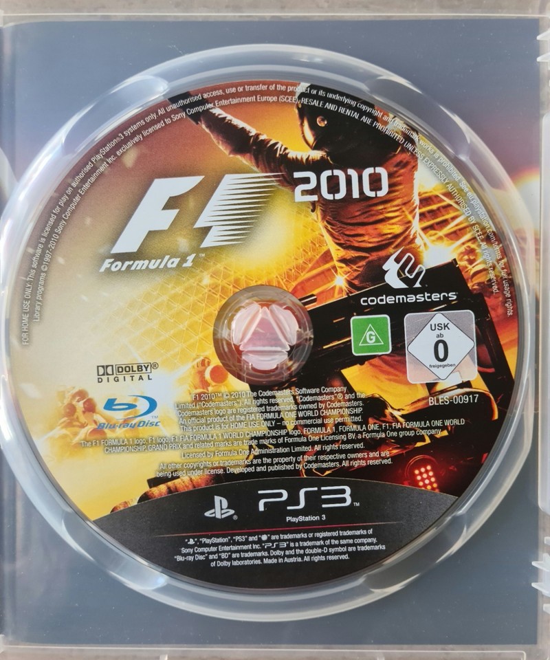 F1 Formula1 2010 Playstation 3 Complete with Manual. Good Condition ...