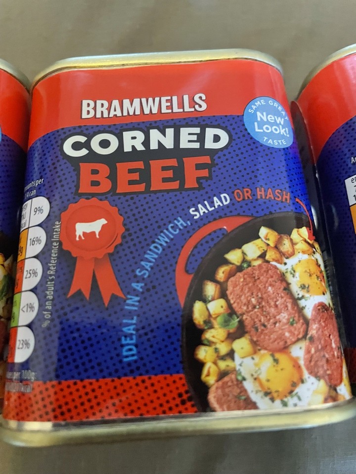 3 tin x 340g Corned Beef - High Quality Foods - BRAMWELLS Tin free p&p ...