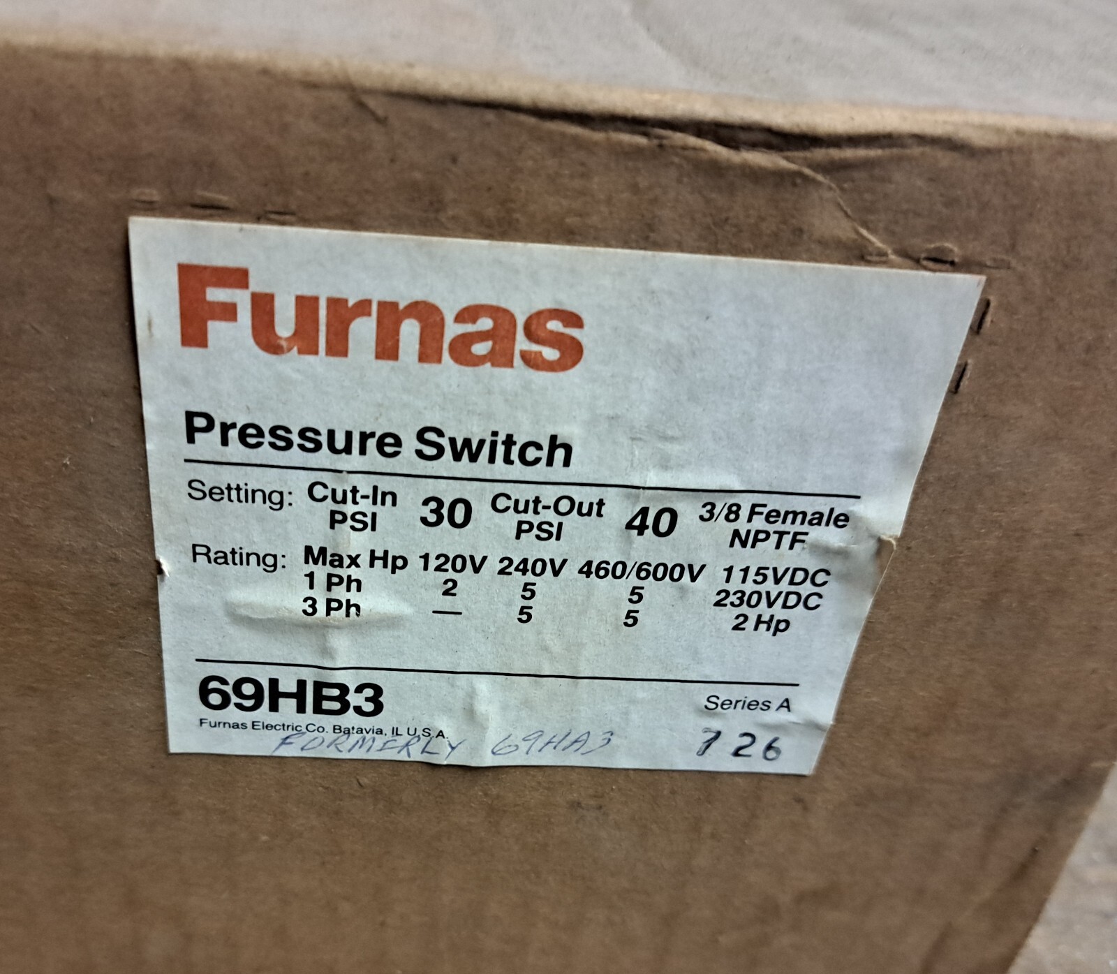 Furnas Pressure Switch - 69HB3 - NIB, | eBay