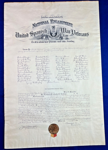 Spanish American War Veteran Charter Original 1925 Roster Antique ...