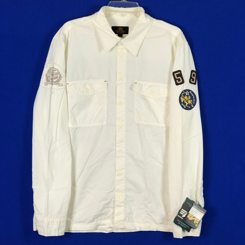 NEW Alpha Industries Military Flight Patches Air Tigers Button Shirt ...