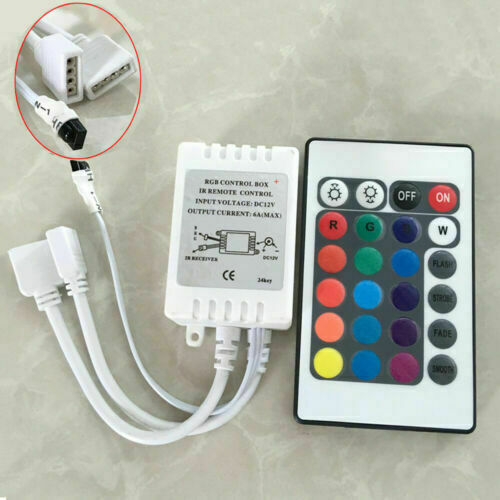 RGB Control Box + 24 keys IR Remote Controller For 3528 5050 12V LED ...